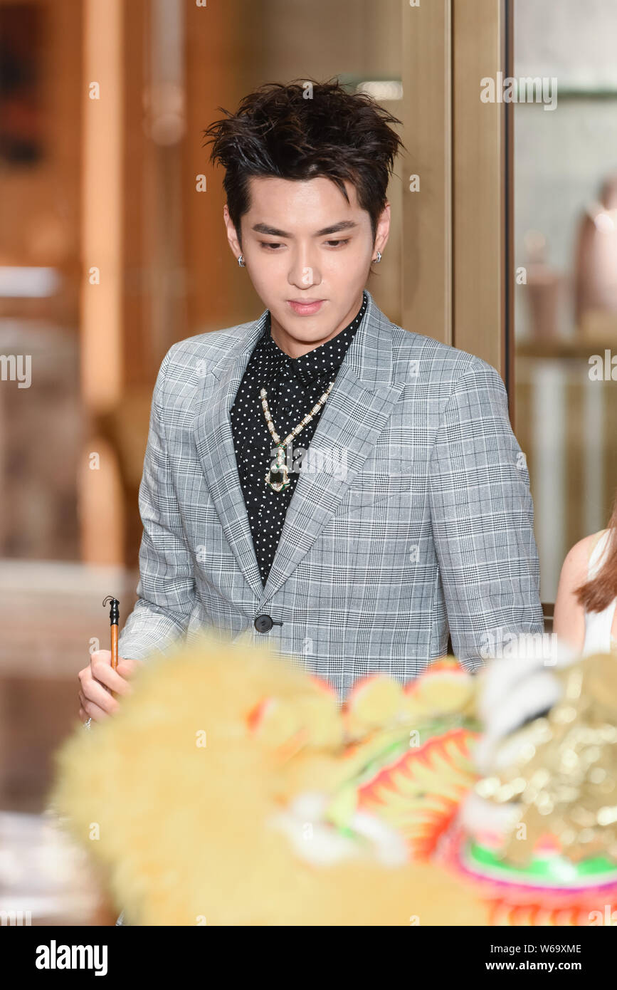 Chinese singer and actor Kris Wu or Wu Yifan attends a conference for ...