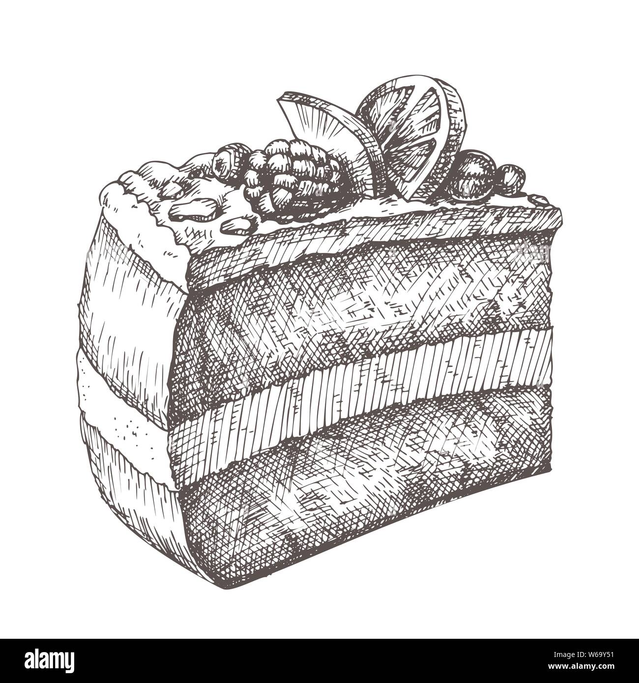 Sweet blueberry raspberry dessert Black and White Stock Photos & Images ...