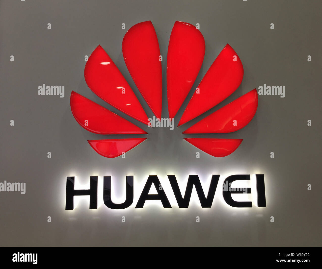 --FILE--View of a signboard of Huawei in Wuhan city, central China's ...