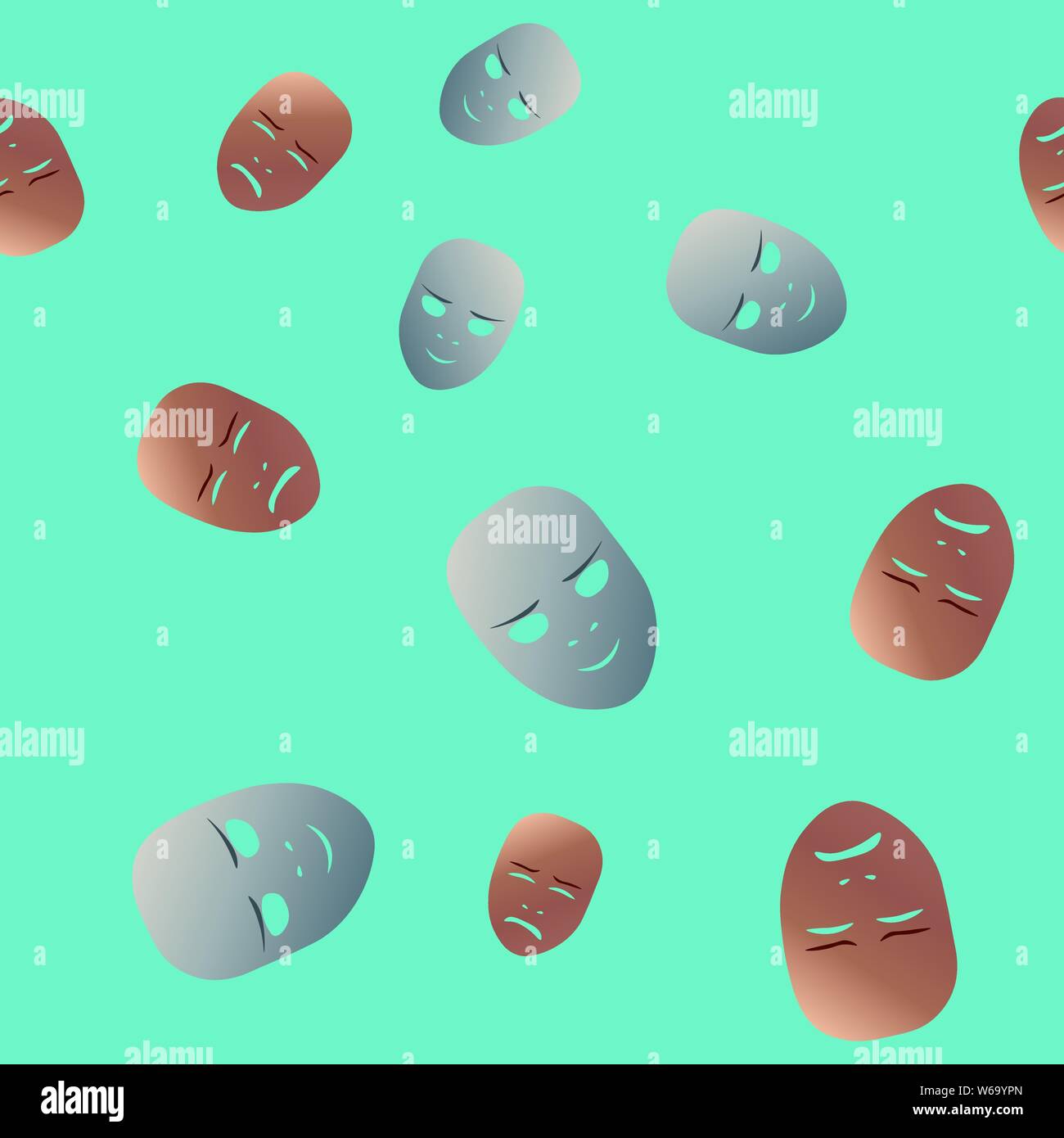 Seamless pattern theatrical mask with sorrowful and smirk emotion ...