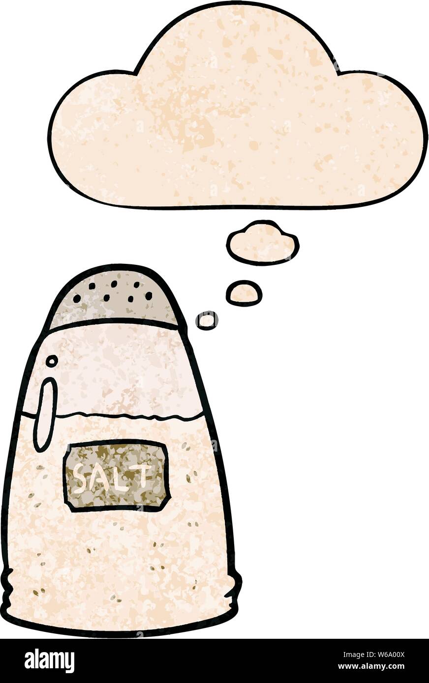 cartoon salt with thought bubble in grunge texture style Stock Vector ...
