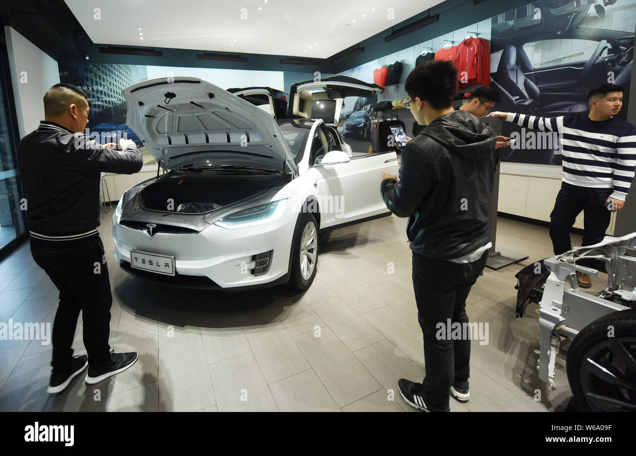 --FILE--A Tesla Model X electric SUV is on display at a dealership ...