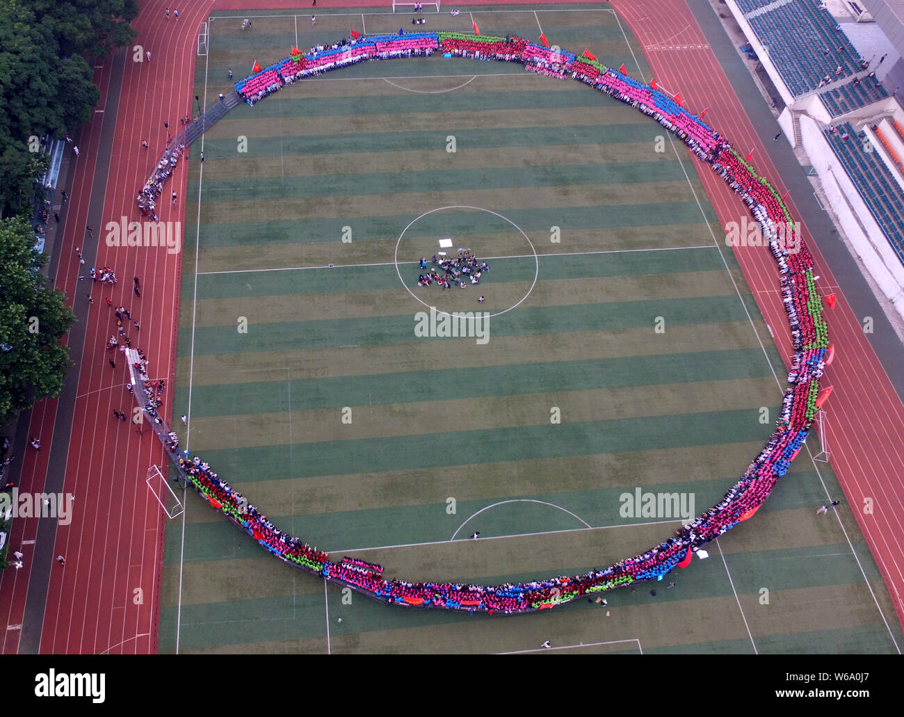 In this aerial picture, more than 4,000 graduates and their teachers ...