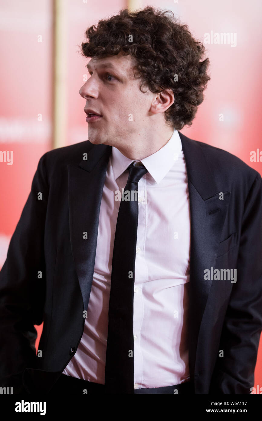 American actor Jesse Eisenberg arrives on the red carpet for the ...