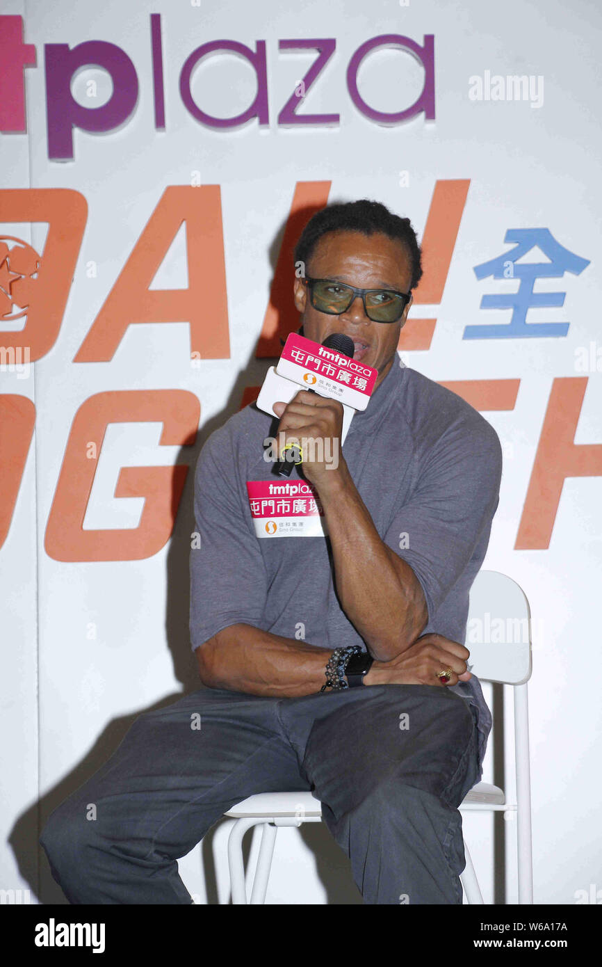 Former Dutch football player Edgar Davids attends a promotional event ...