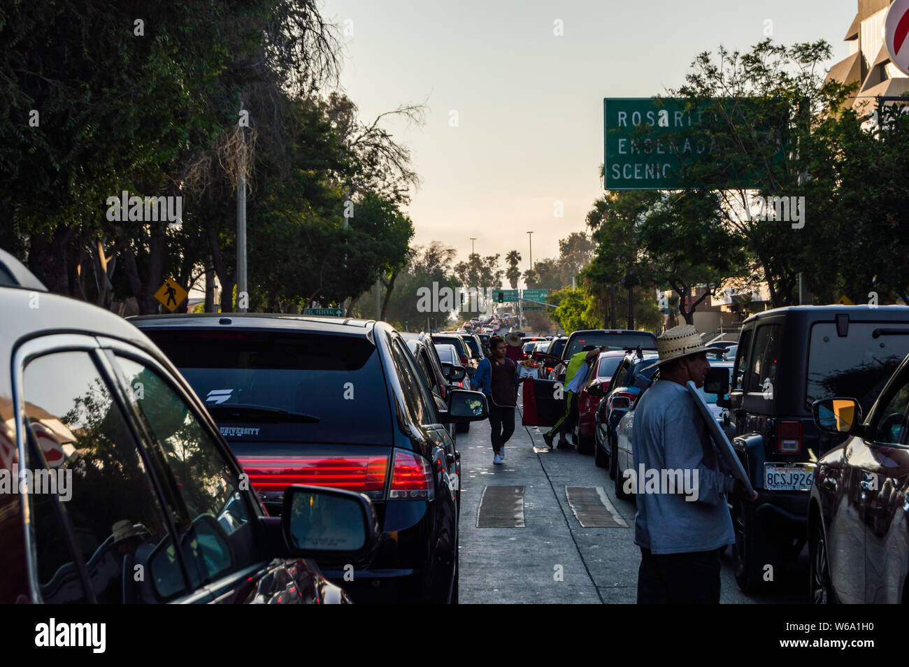 TIJUANA, BAJA CALIFORNIA / MEXICO, JULY 28 2019: The border crossing ...