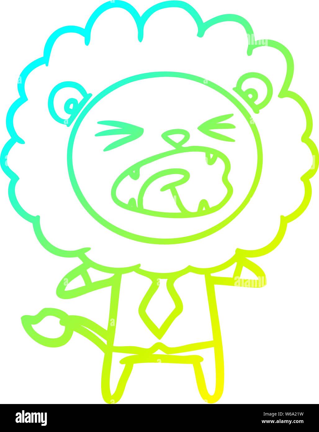 cold gradient line drawing of a cartoon lion in business clothes Stock ...