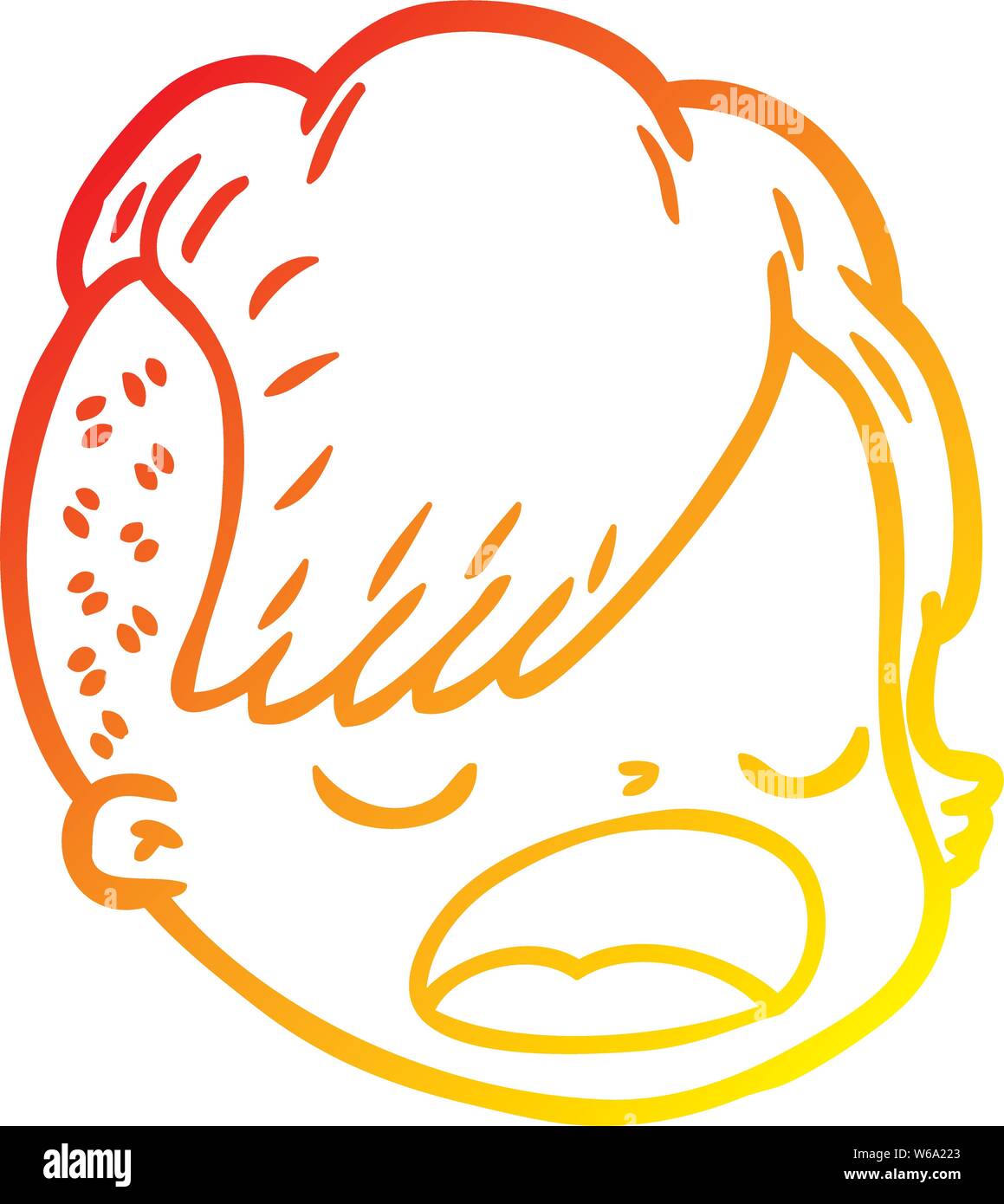 warm gradient line drawing of a cartoon female face Stock Vector Image ...