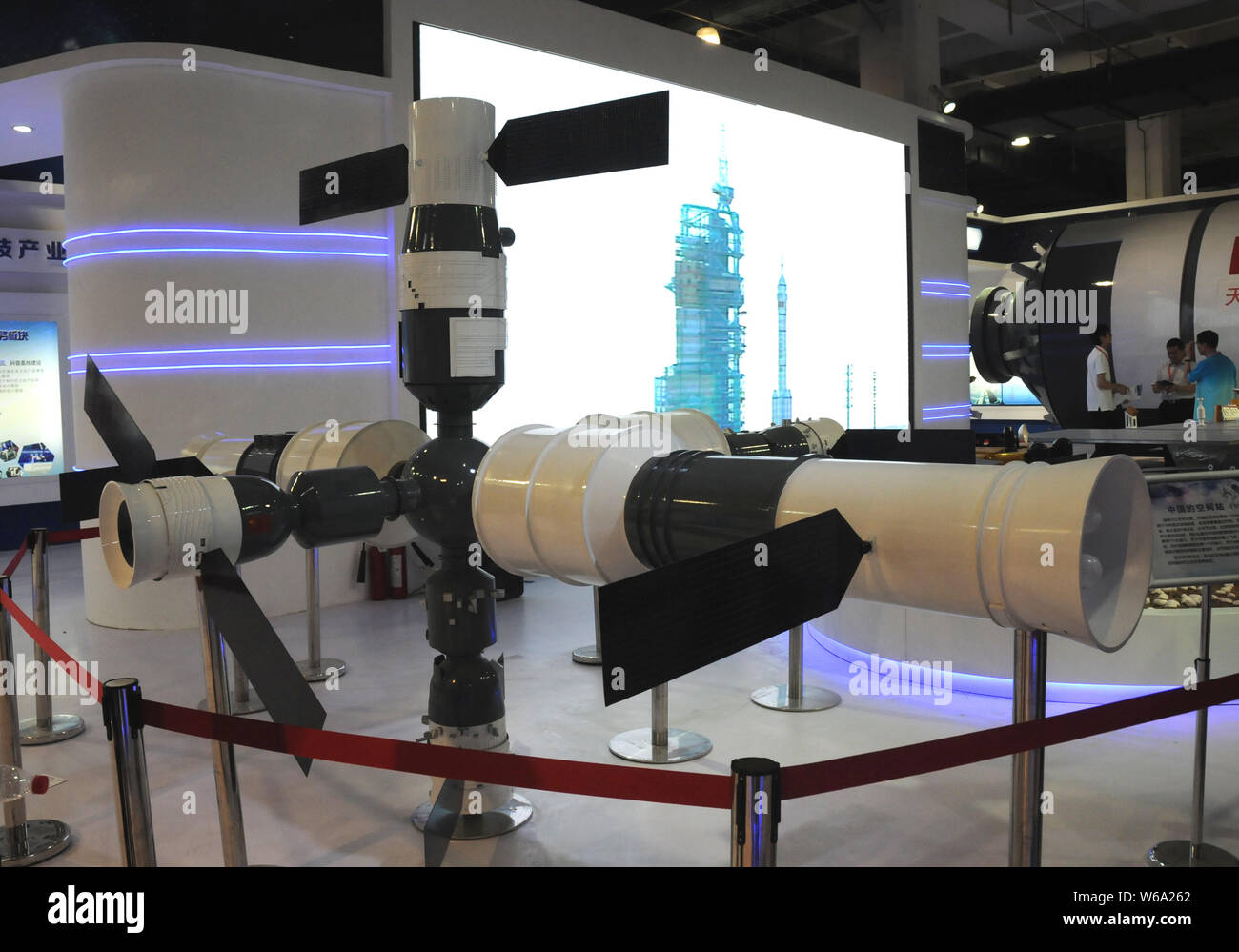 A scale model of China's space station, known as Tianhe-1, is on ...