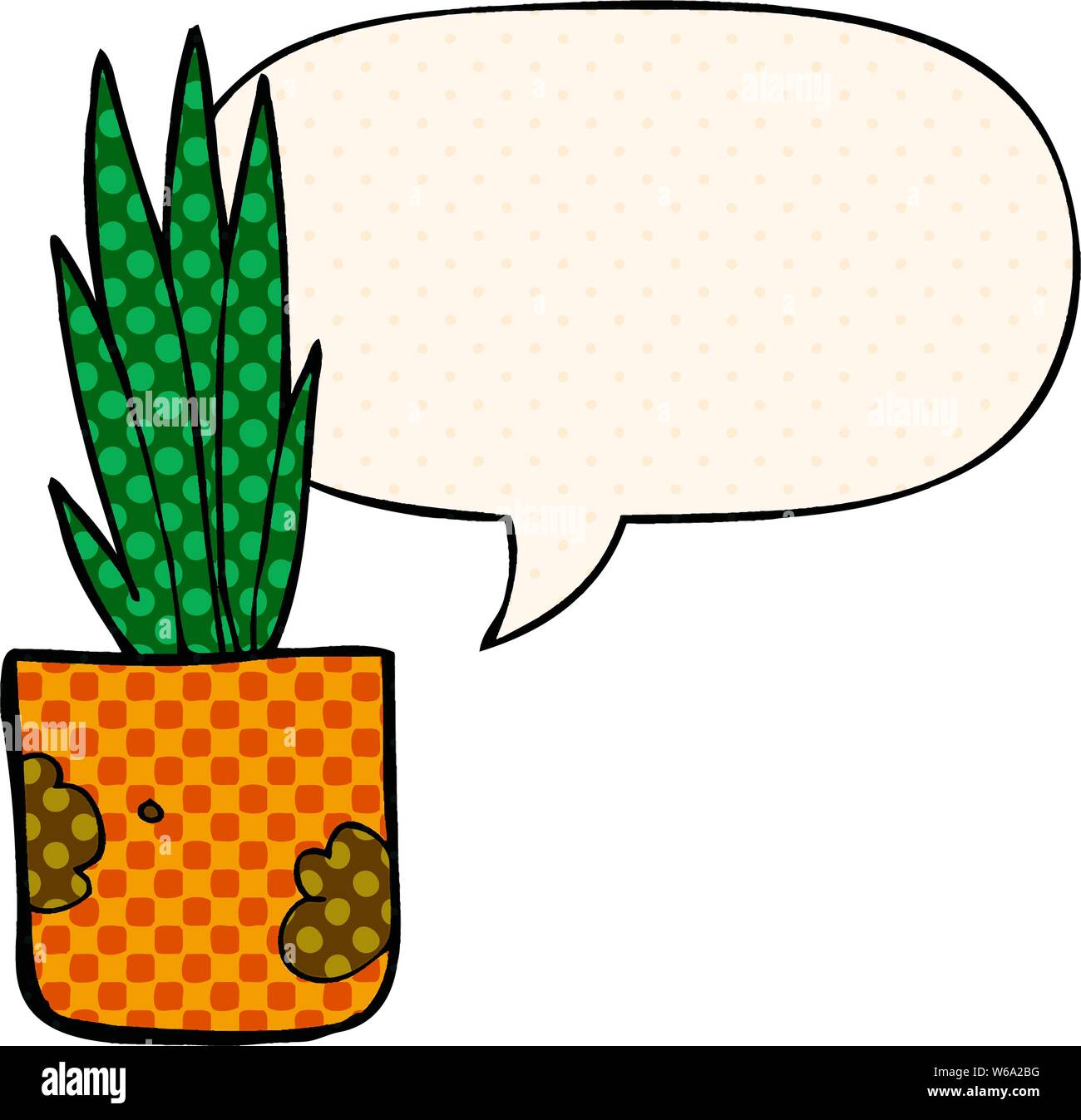 cartoon house plant with speech bubble in comic book style Stock Vector ...
