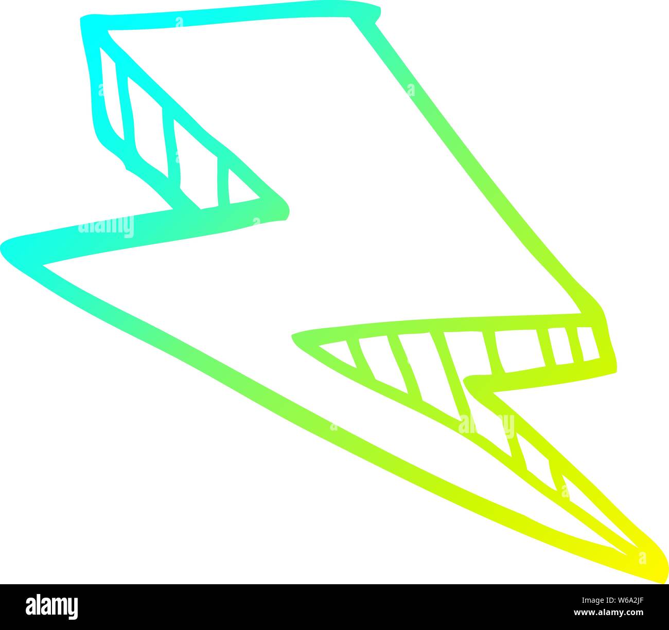 cold gradient line drawing of a cartoon lightening bolt Stock Vector ...