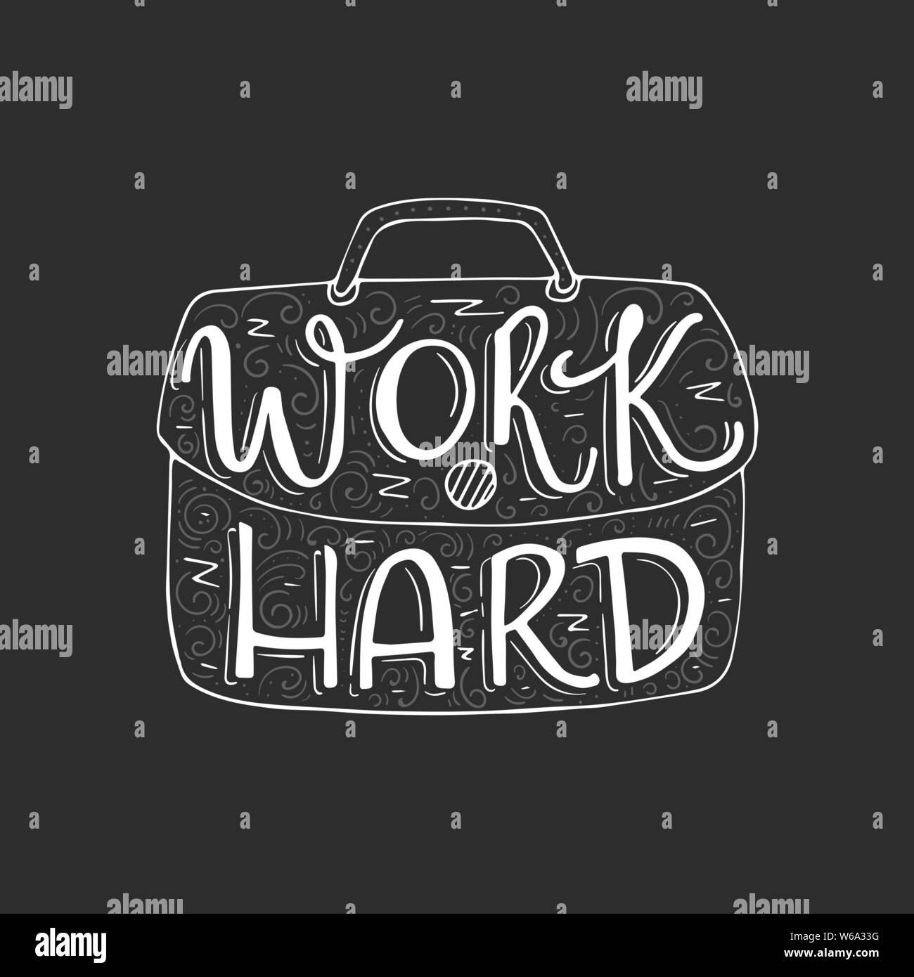 Work hard. Handdrawn brush lettering. Business vector llustration with ...