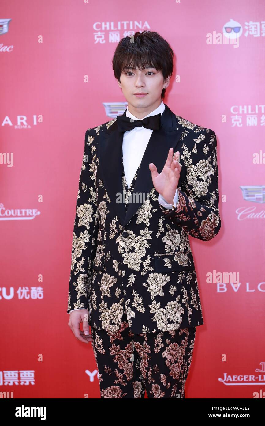 Japanese-American actor Mackenyu Arata poses as he arrives on the red ...