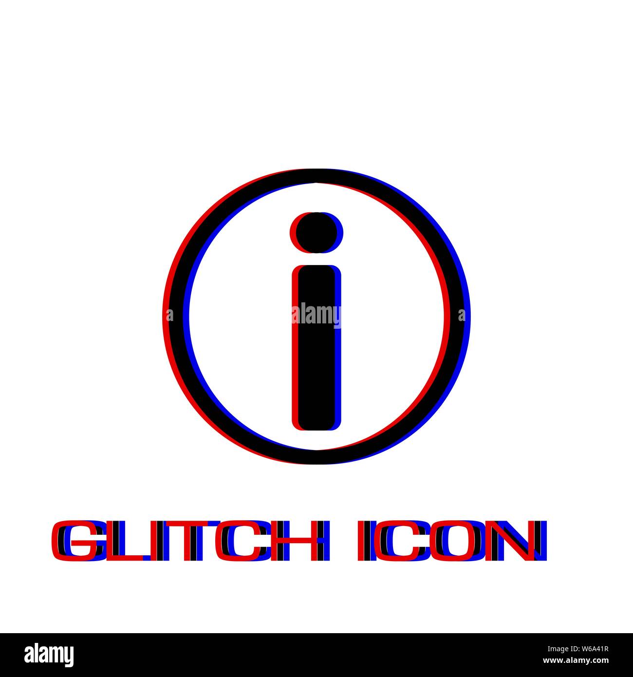 Info icon flat. Simple pictogram - Glitch effect. Vector illustration ...