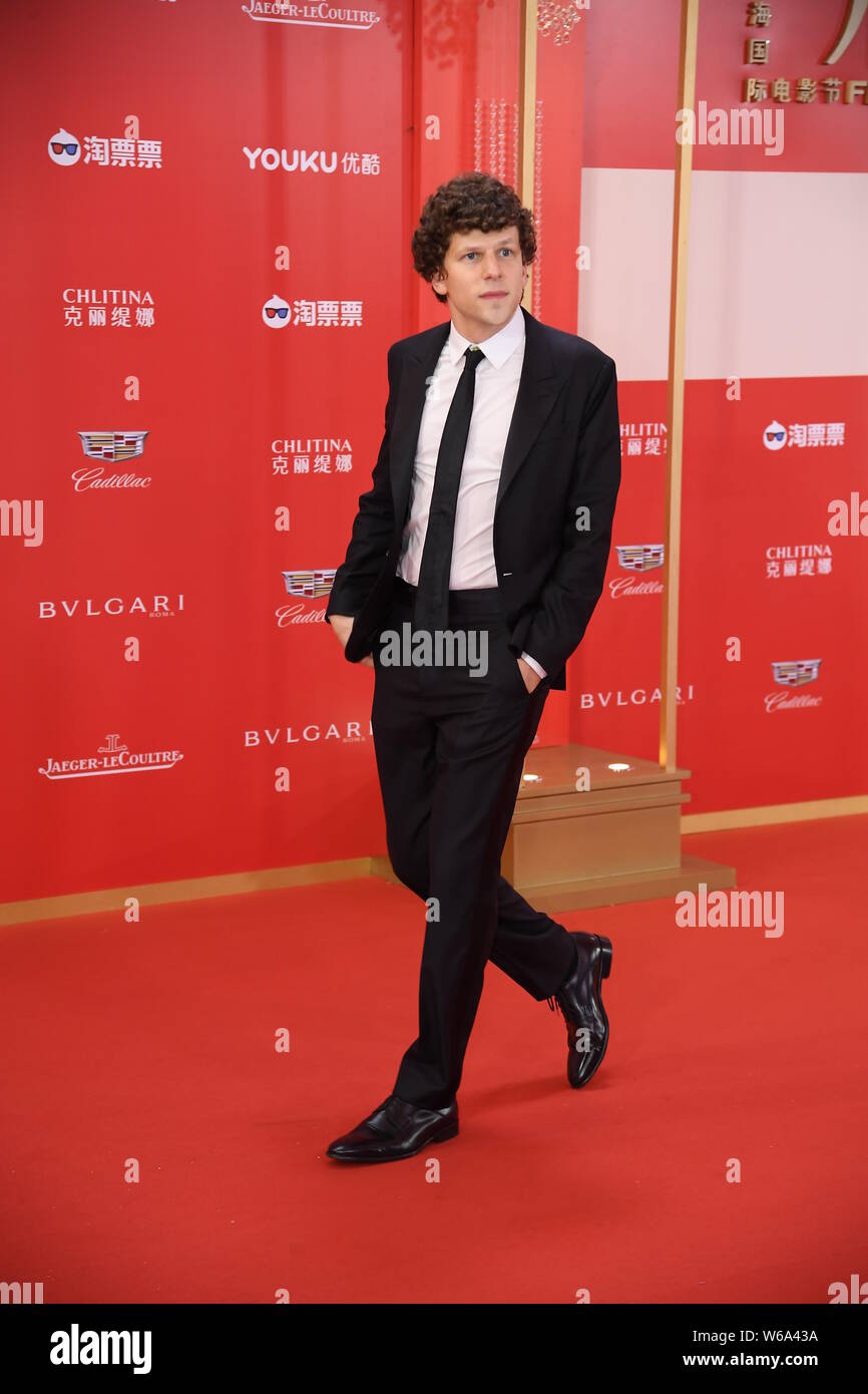 American actor Jesse Eisenberg arrives on the red carpet for the ...