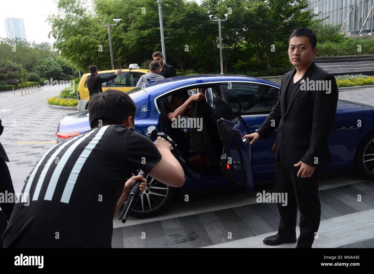 Brazilian soccer star Rivaldo gets out of his Maserati as he arrives at ...