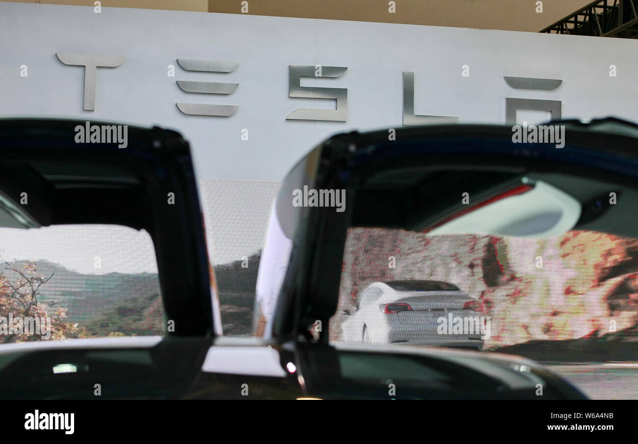 --FILE--View of the stand of Tesla during the 15th Beijing ...