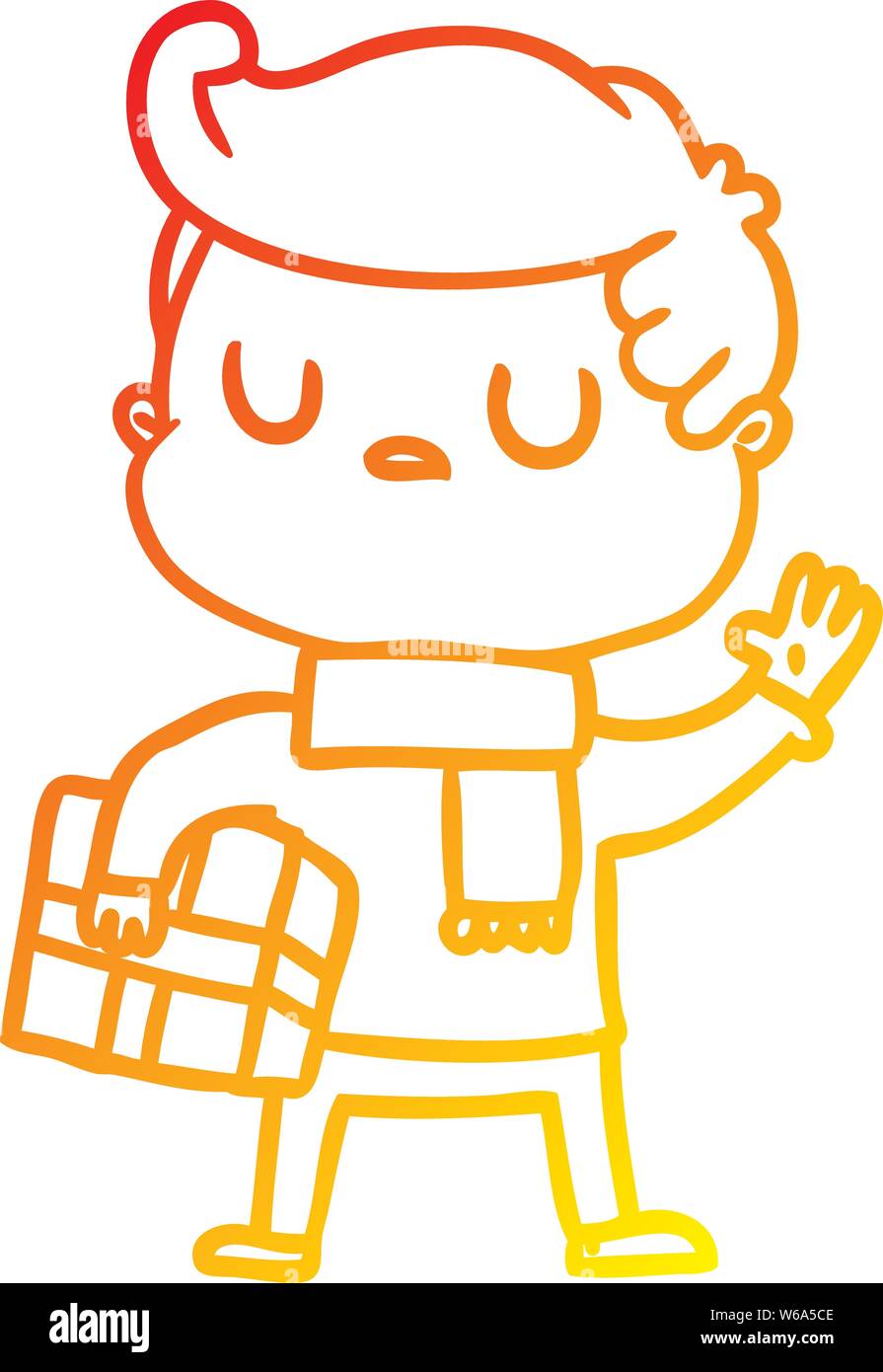 warm gradient line drawing of a cartoon aloof man Stock Vector Image ...