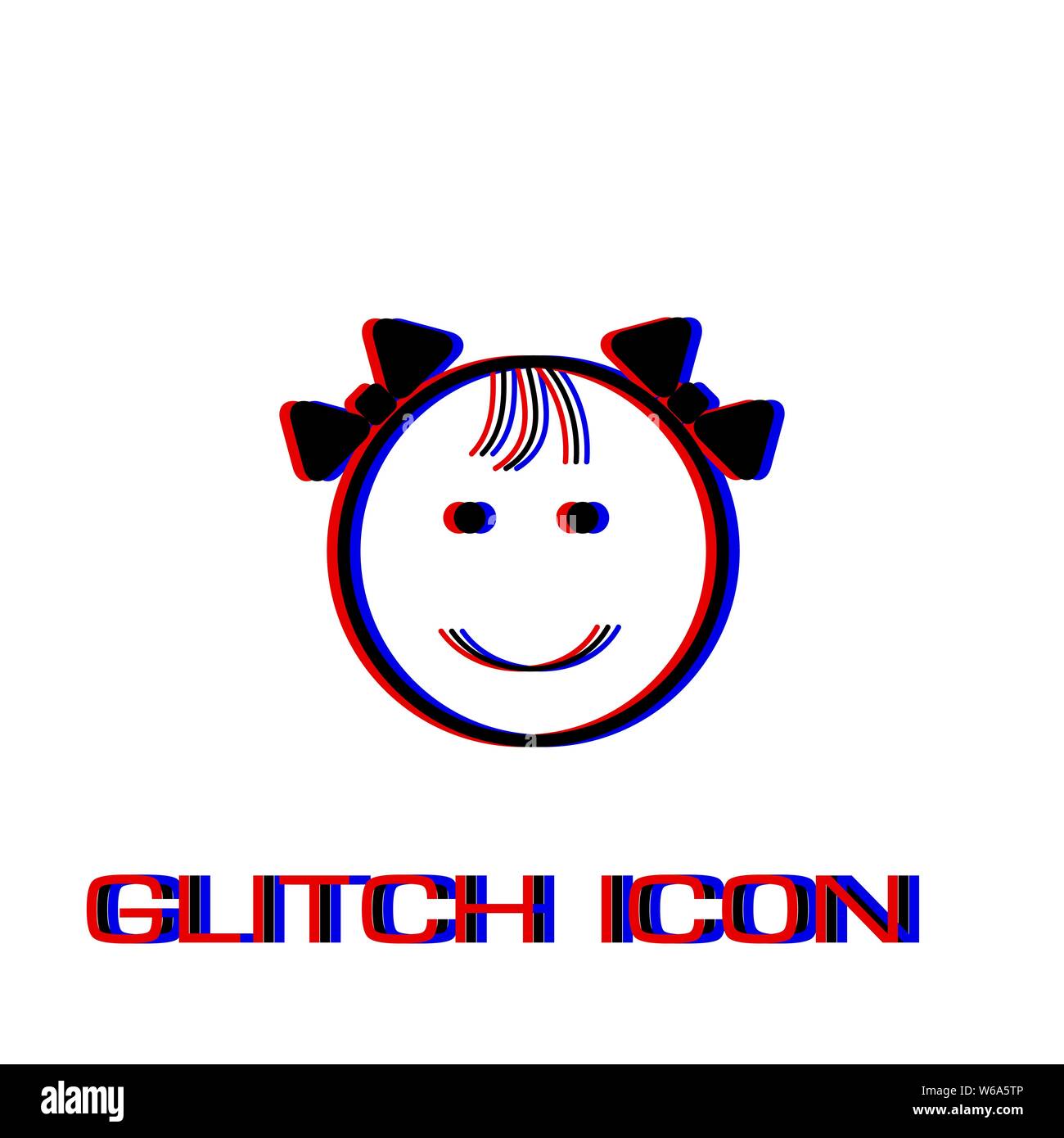 Fanny baby icon flat. Simple pictogram - Glitch effect. Vector ...