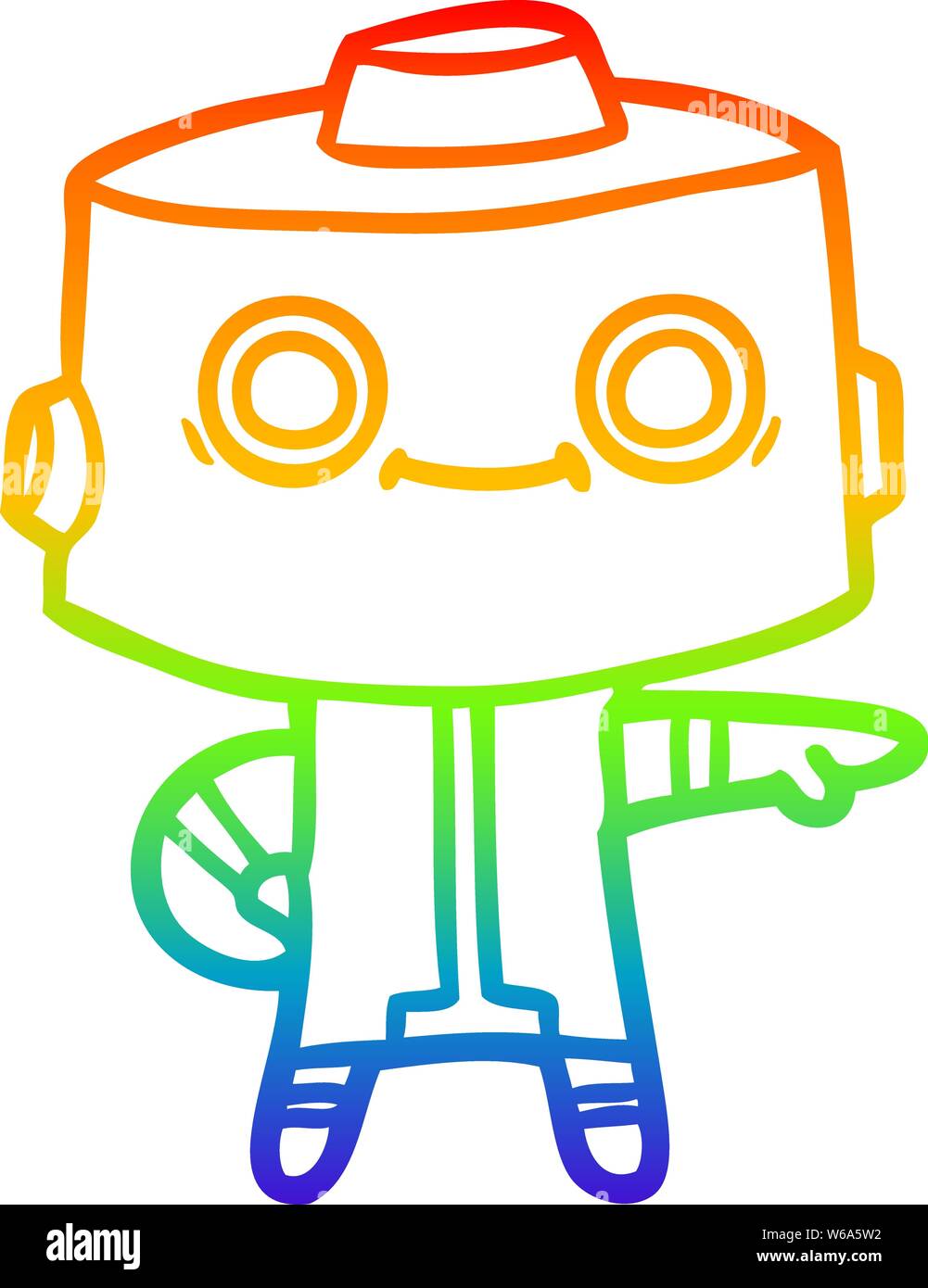 rainbow gradient line drawing of a cartoon robot Stock Vector Image ...