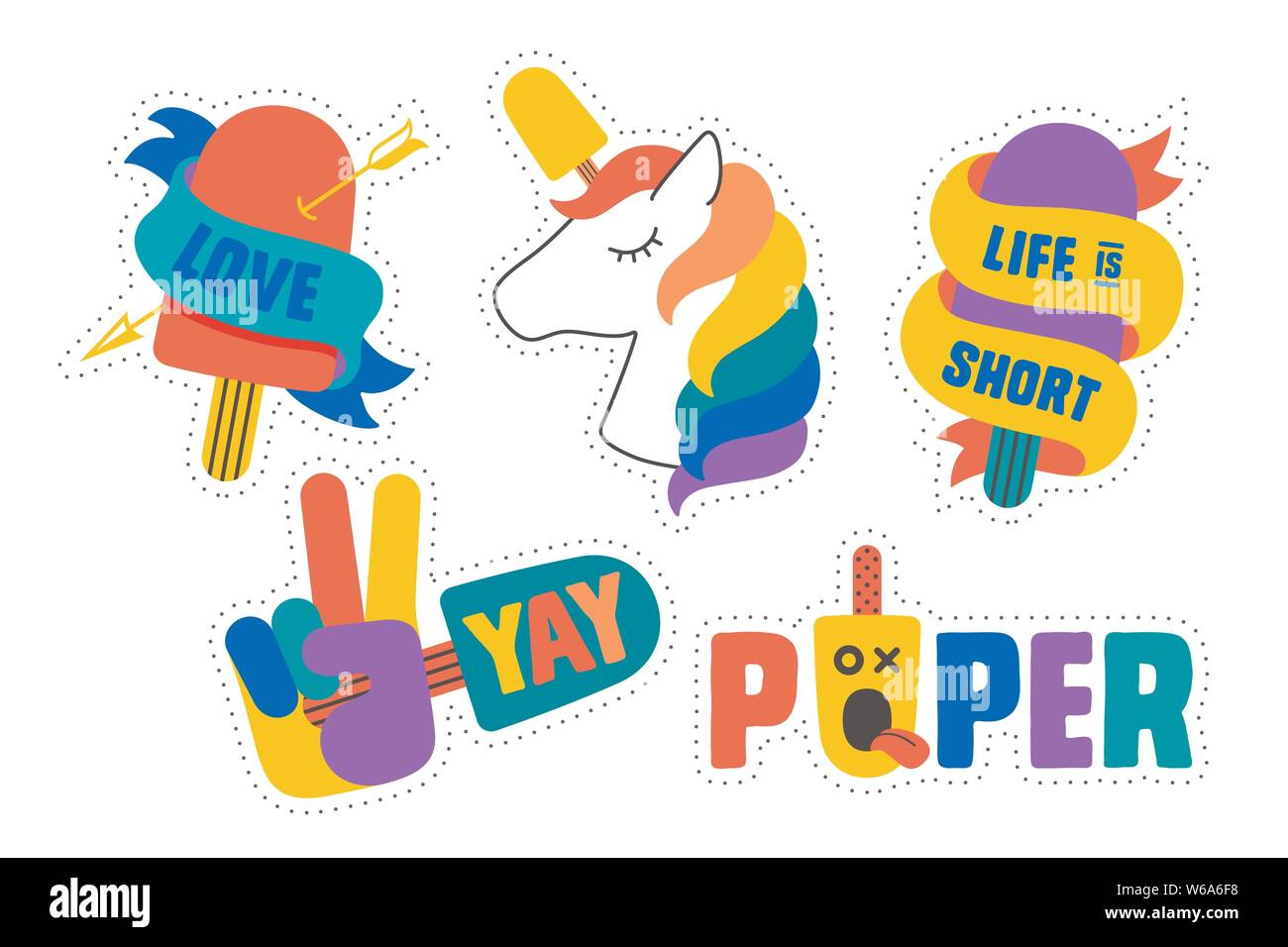 Ice Cream Stickers. Colorful fun stickers for ice cream Stock Vector ...