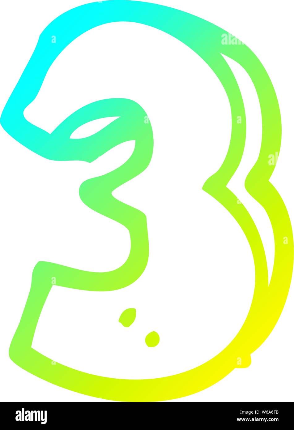 cold gradient line drawing of a cartoon number 3 Stock Vector Image ...
