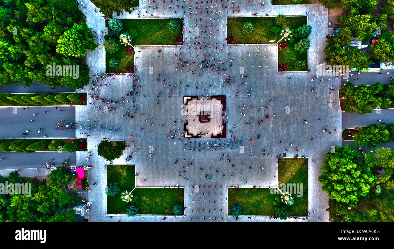 Aerial view of Zhaoling Tomb in Beiling Park in Shenyang city ...