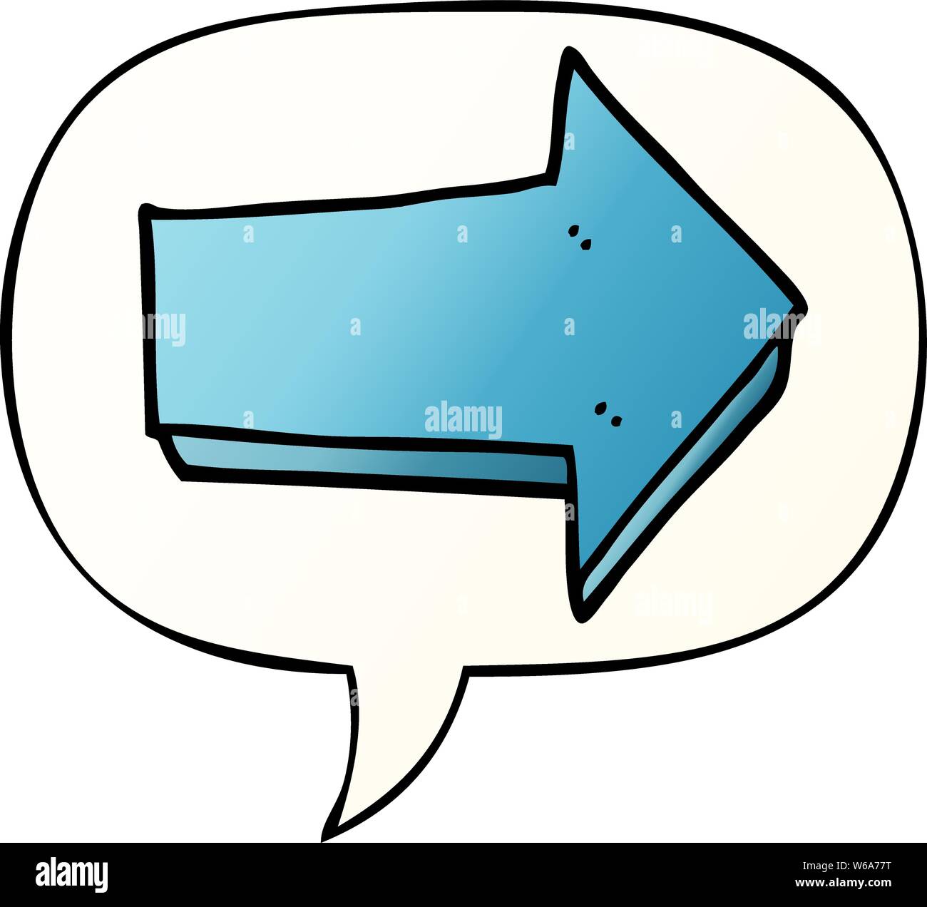 cartoon arrow with speech bubble in smooth gradient style Stock Vector ...