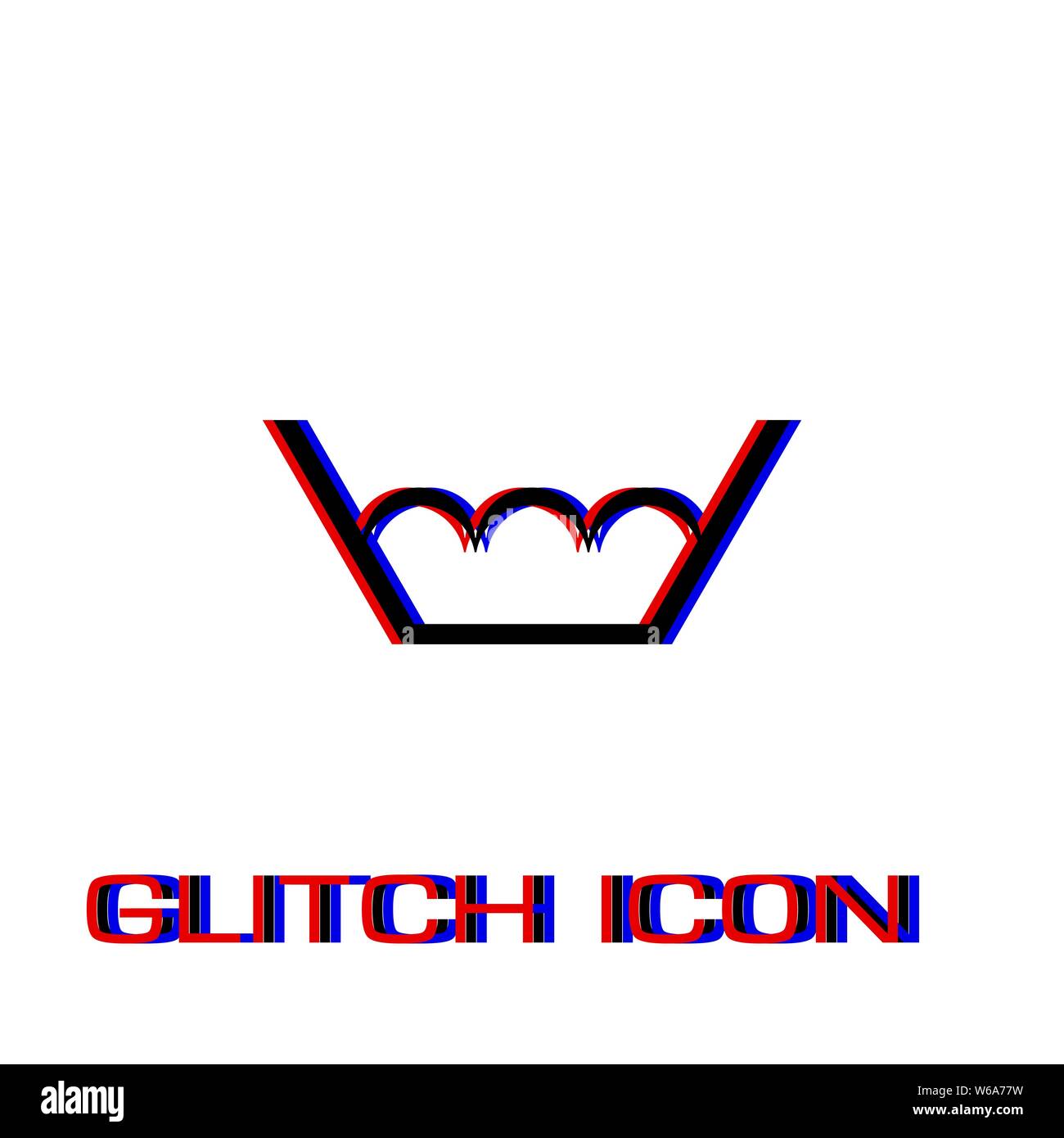 Wash bowl icon flat. Simple pictogram - Glitch effect. Vector ...