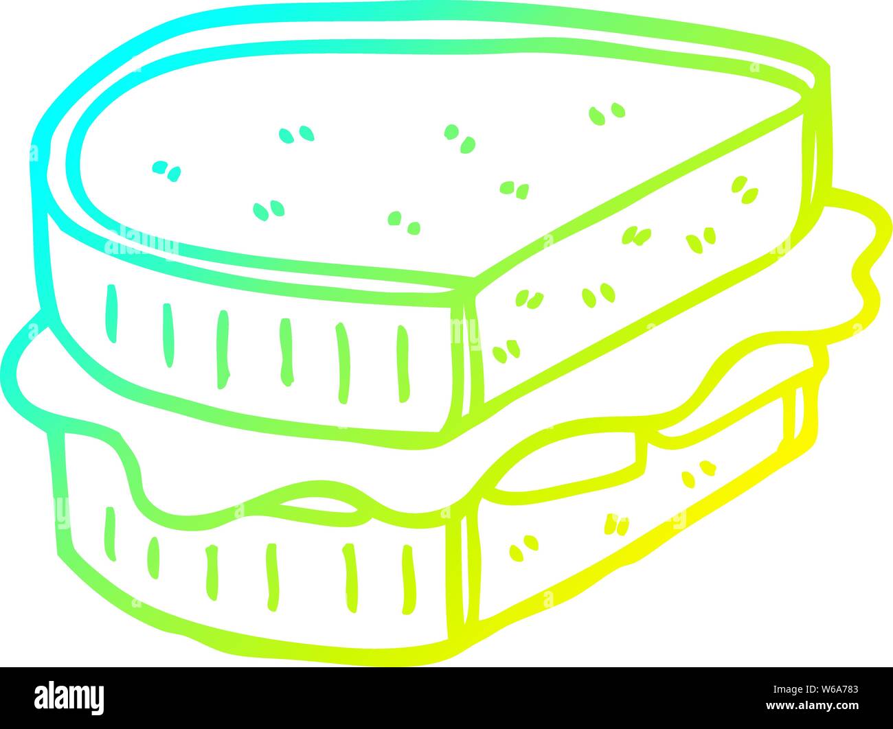 cold gradient line drawing of a cartoon toasted sandwich Stock Vector ...