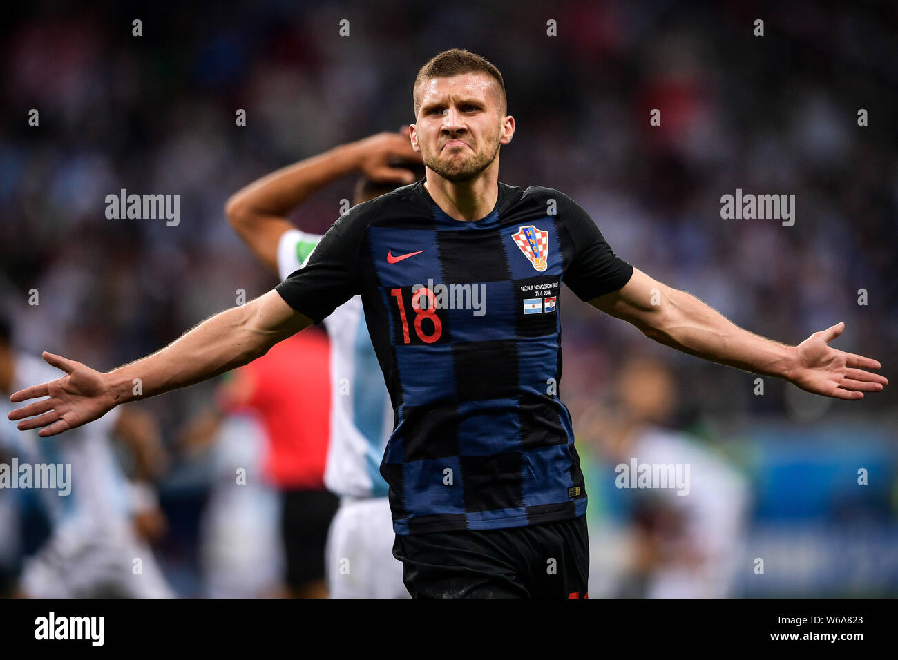 Ante Rebic of Croatia celebrates after scoring a goal against Argentina ...