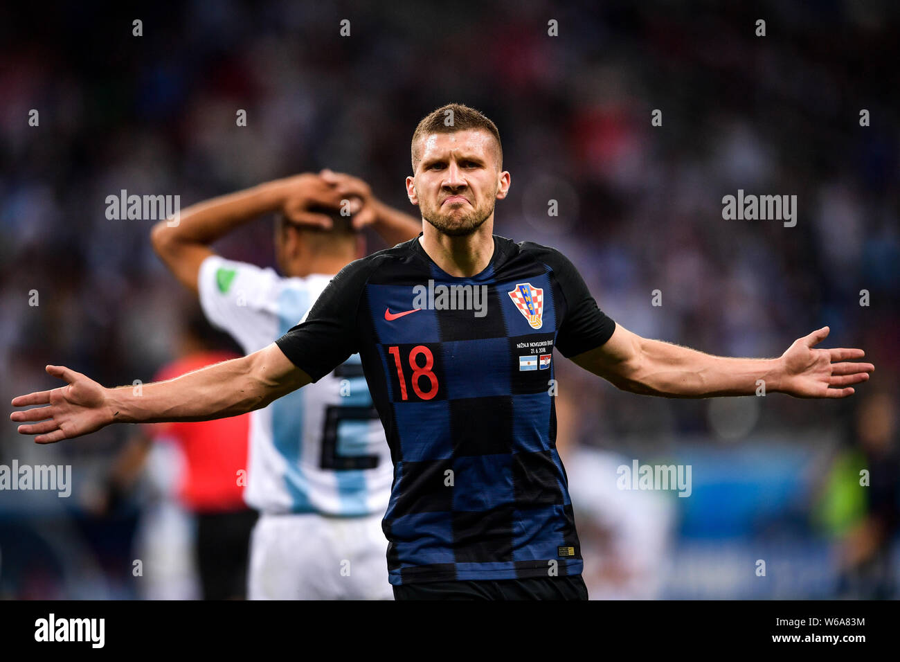 Ante Rebic of Croatia celebrates after scoring a goal against Argentina ...