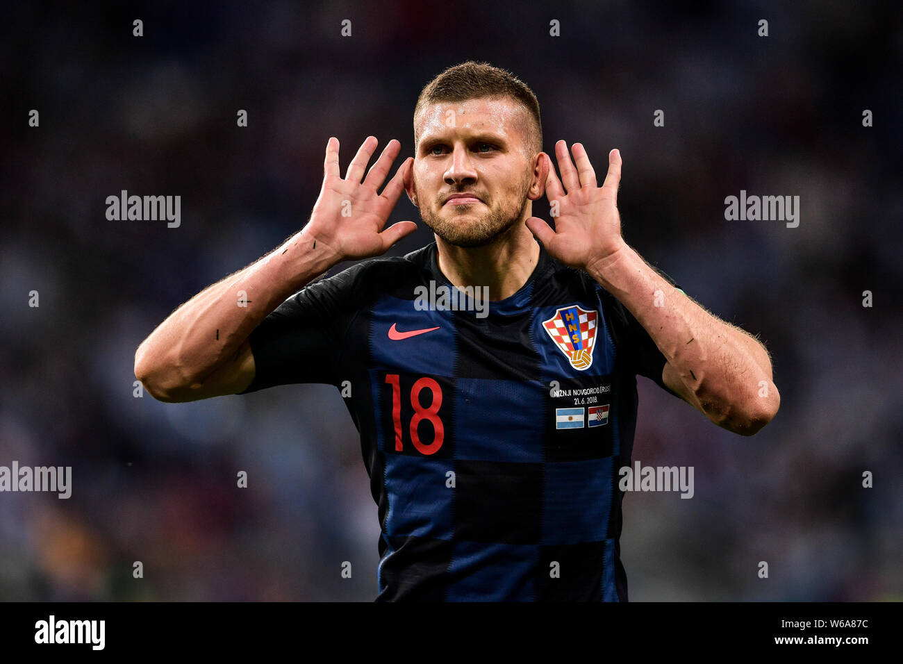 Ante Rebic of Croatia celebrates after scoring a goal against Argentina ...