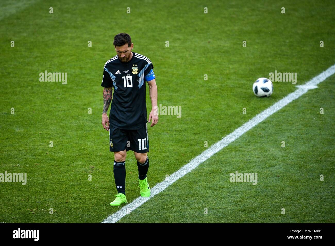 Lionel Messi of Argentina reacts after missing a penalty kick against ...