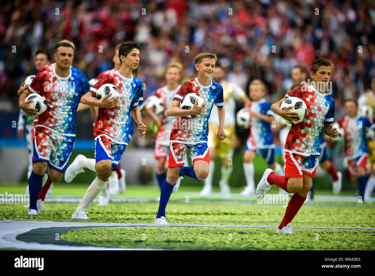 Entertainers perform during the opening ceremony of the FIFA World Cup ...