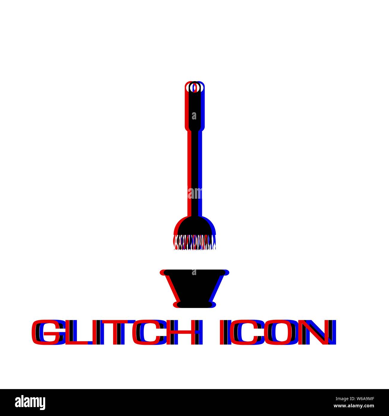Mop and bucket icon flat. Simple pictogram - Glitch effect. Vector ...