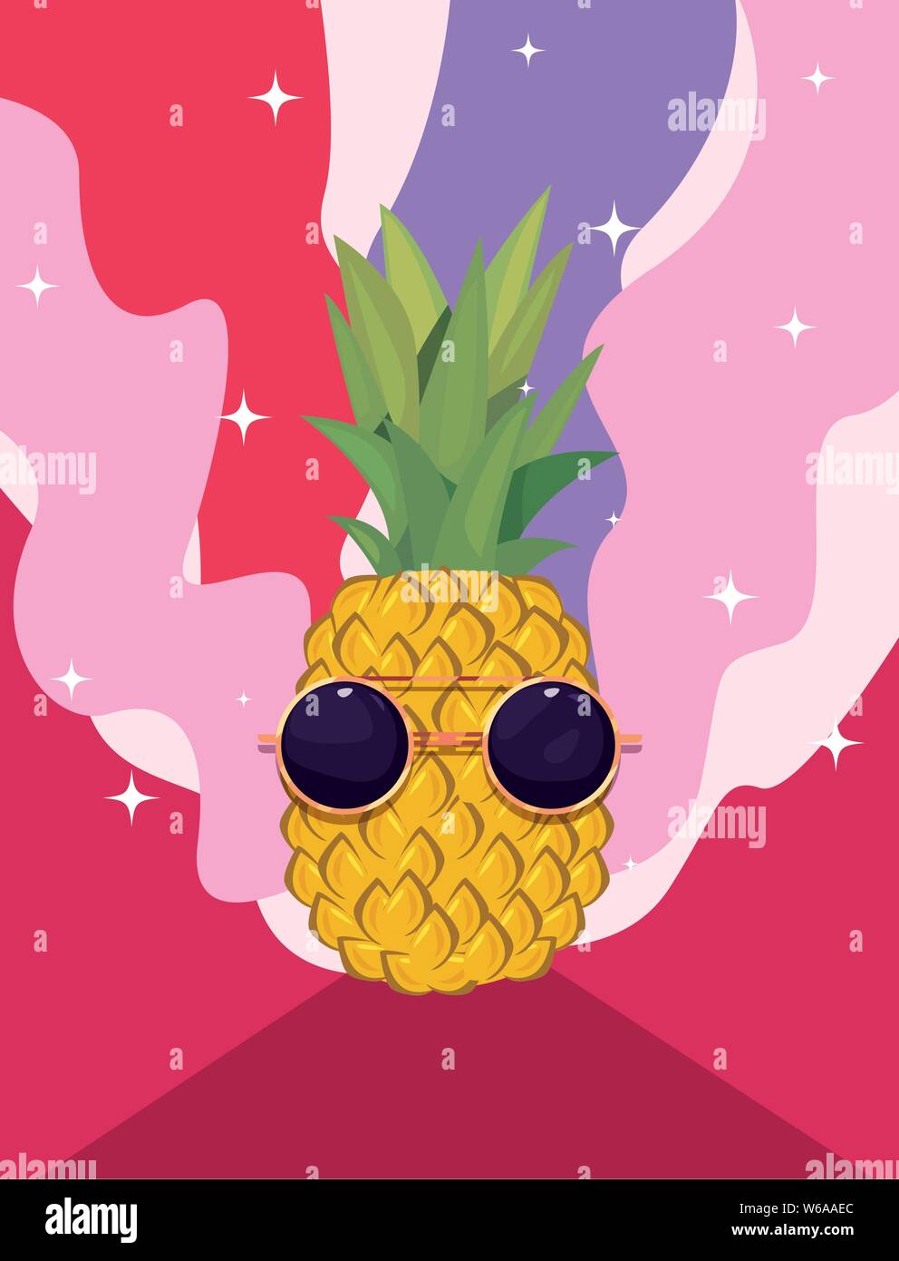 pineapple with sunglasses - summer time vacation flat design vector ...