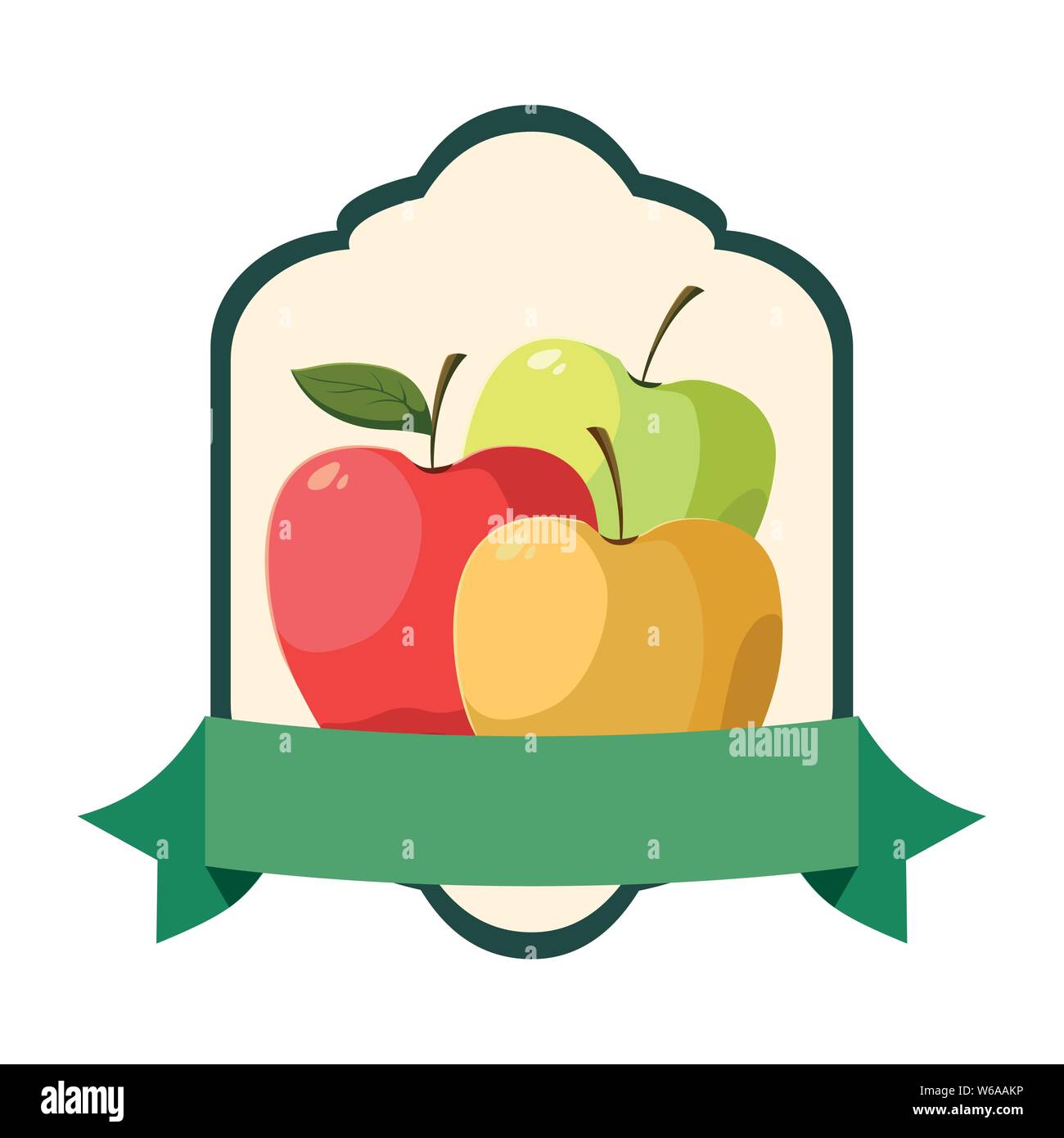 fresh fruit apples and orange on table outdoors vector illustration ...