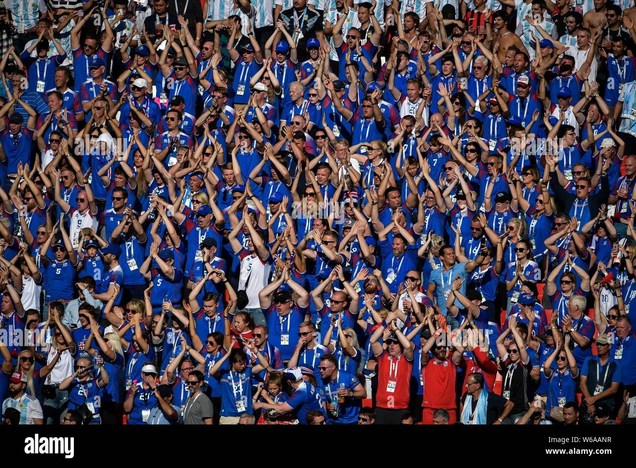 Iceland football fans cheer up to show support for their team competing ...