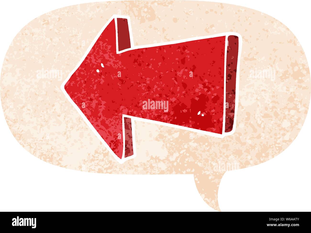cartoon pointing arrow with speech bubble in grunge distressed retro ...