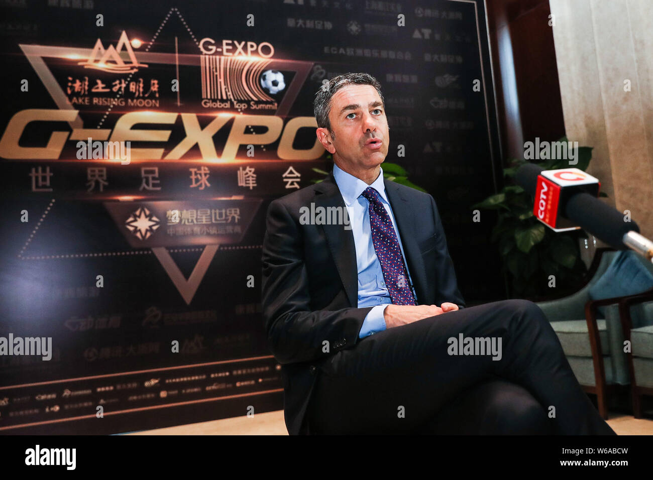 Italian football manager and former football player Alessandro Costacurta speaks at a forum ...