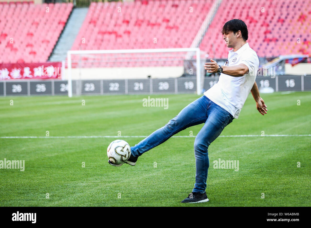 Spanish former football player Fernando Morientes takes part in a ...