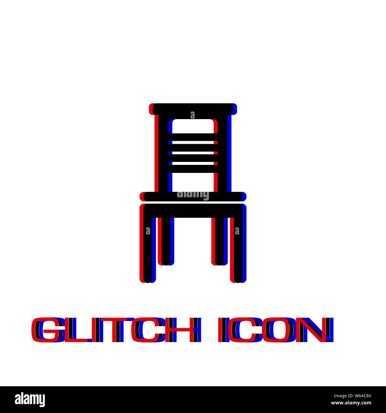 Chair icon flat. Simple pictogram - Glitch effect. Vector illustration ...
