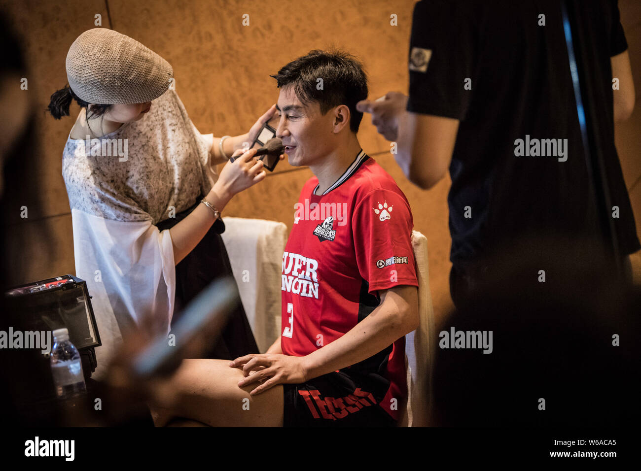 **EXCLUSIVE**Chinese retired football player Li Weifeng prepares for the official portrait ...