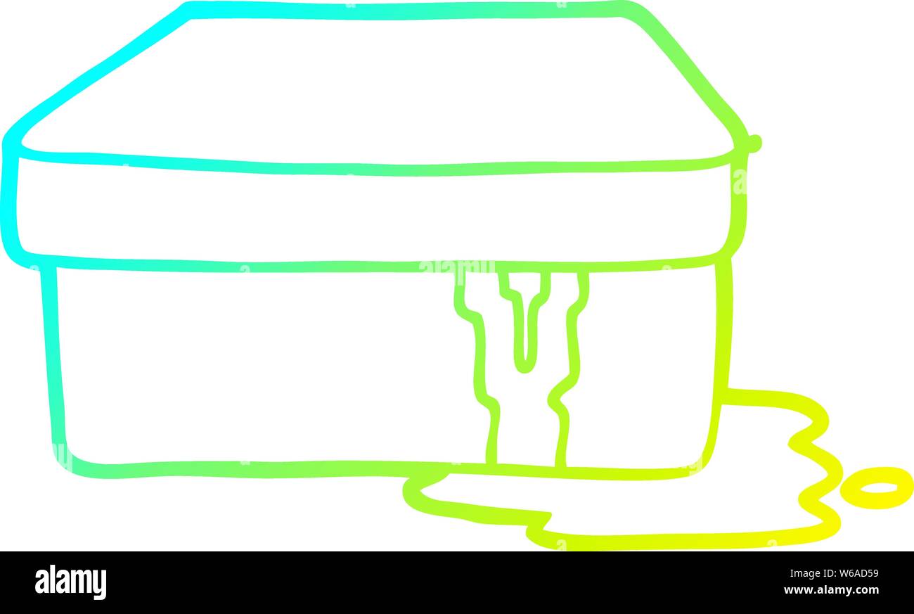 cold gradient line drawing of a cartoon box with slime Stock Vector ...