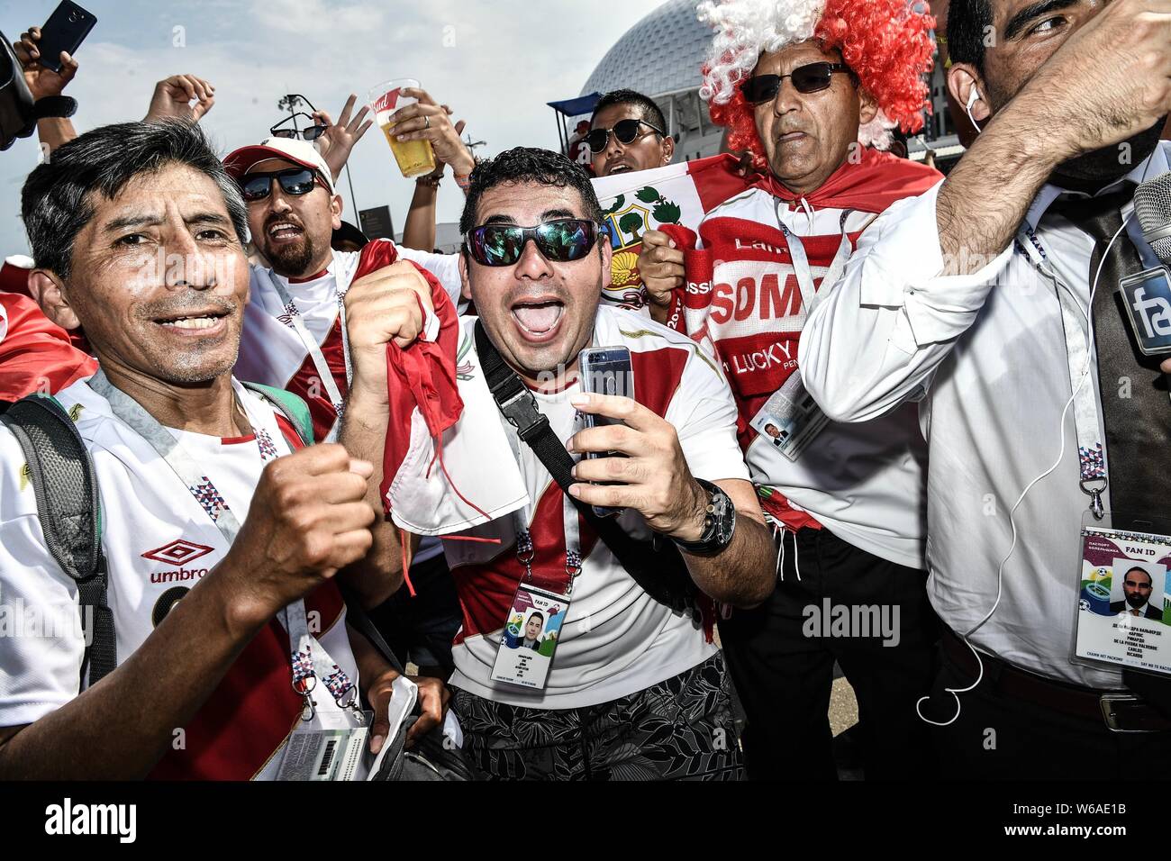 Peruvian fans gather outside the Fisht Stadium before the group C match ...