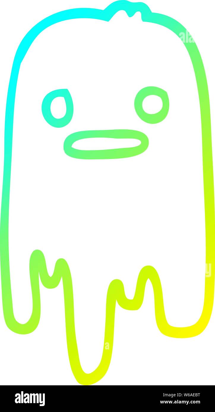 cold gradient line drawing of a cartoon spooky ghost Stock Vector Image ...
