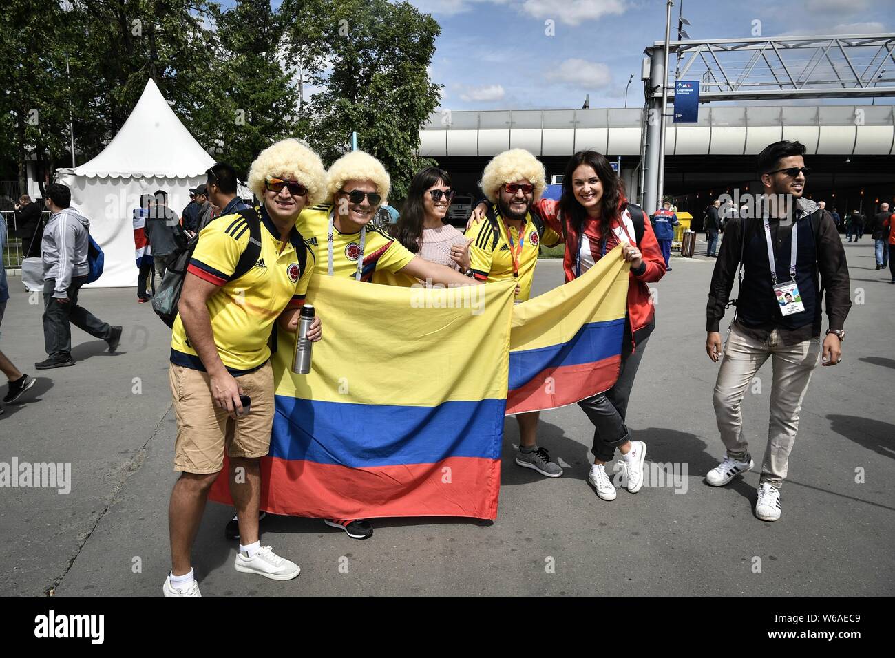 Colombian fans gather outside the Luzhniki Stadium before the Group A ...