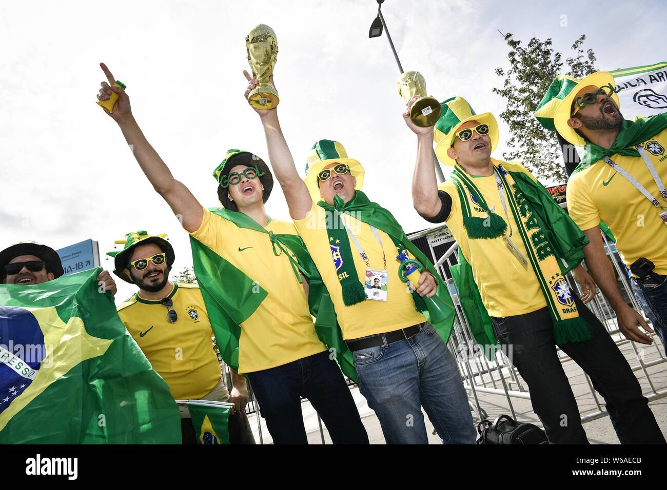 Brazilian fans gather outside the Luzhniki Stadium before the Group A ...