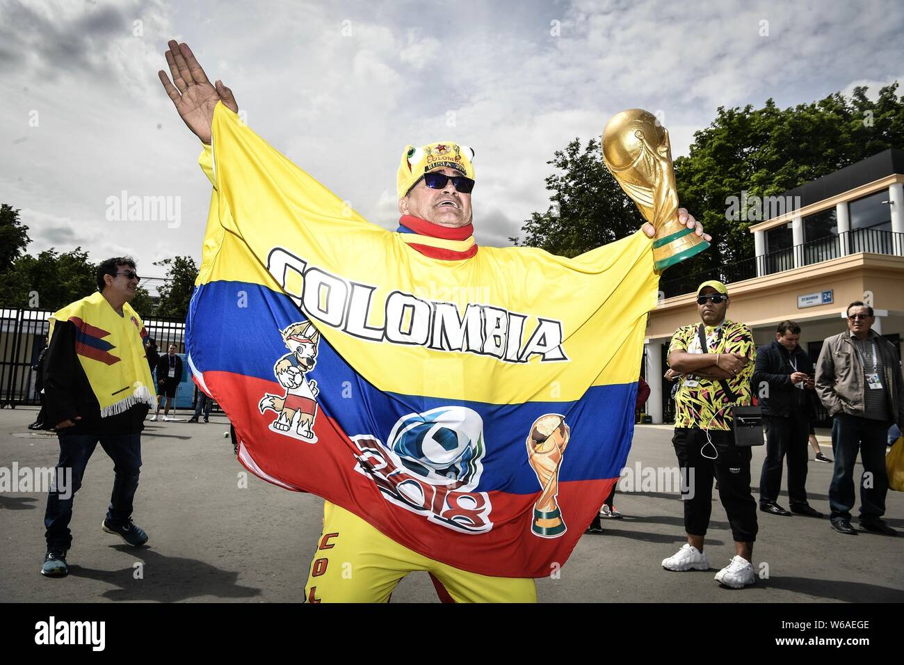 Colombian fans gather outside the Luzhniki Stadium before the Group A ...
